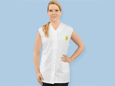 ESD Sleeveless Short Smock Women's White (XS-3XL) | ELMI