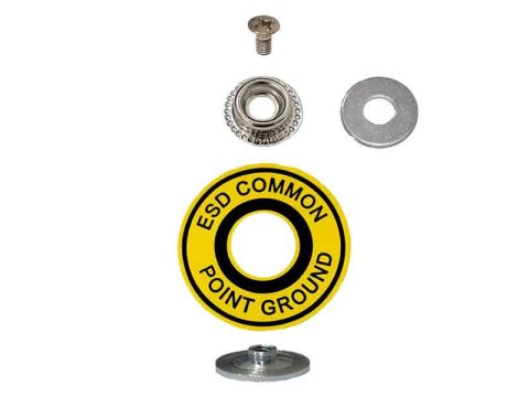 Grounding Point Kit with Label for ESD Mats (Male Snap, 10mm) | ELMI